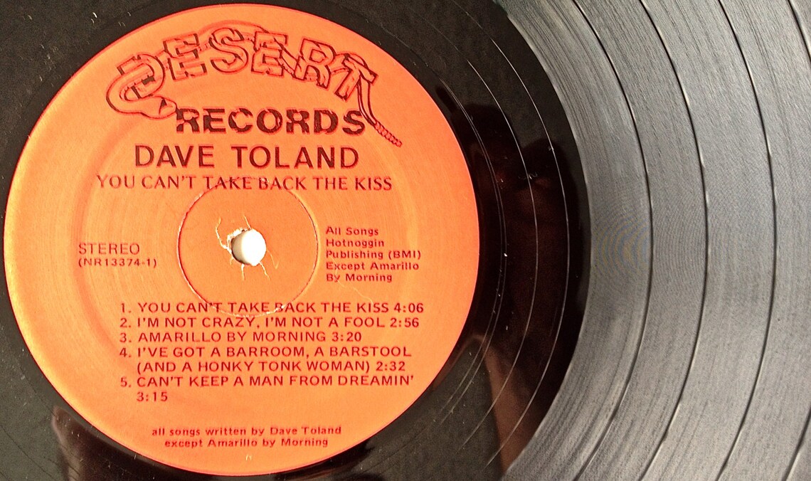 Dave Toland You Can't Take Back the Kiss LP Vinyl Record - Etsy