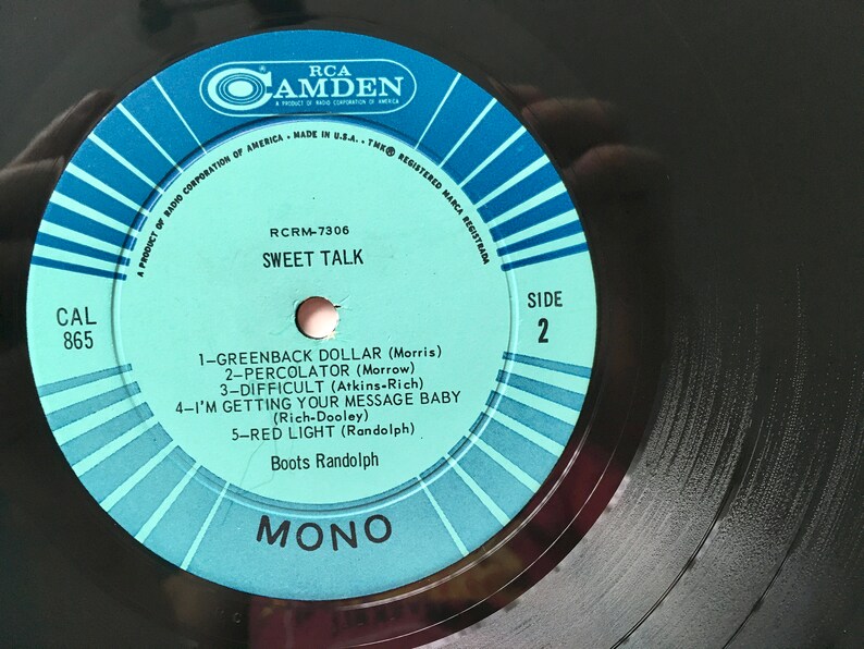 Boots Randolph - Sweet Talk LP Vinyl Record Album, RCA Camden - CAL 865 ...