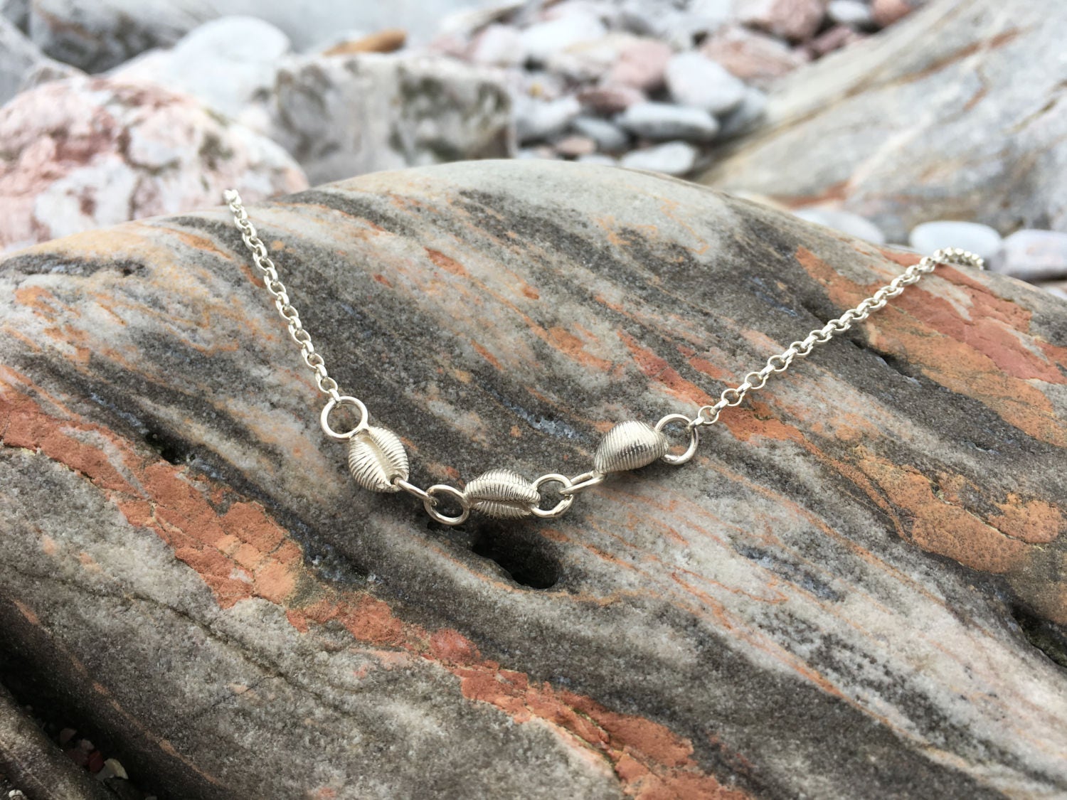 Sterling Silver Triple Sea Shell Necklace - Etsy UK