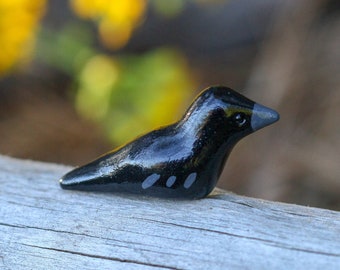 Made to Order Mushroom Crow Totem, Raven Clay Figurine, Crow Sculpture ...