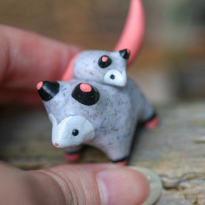 Made to Order Opossum With Baby Totem, Clay Opossum Sculpture, Handmade ...