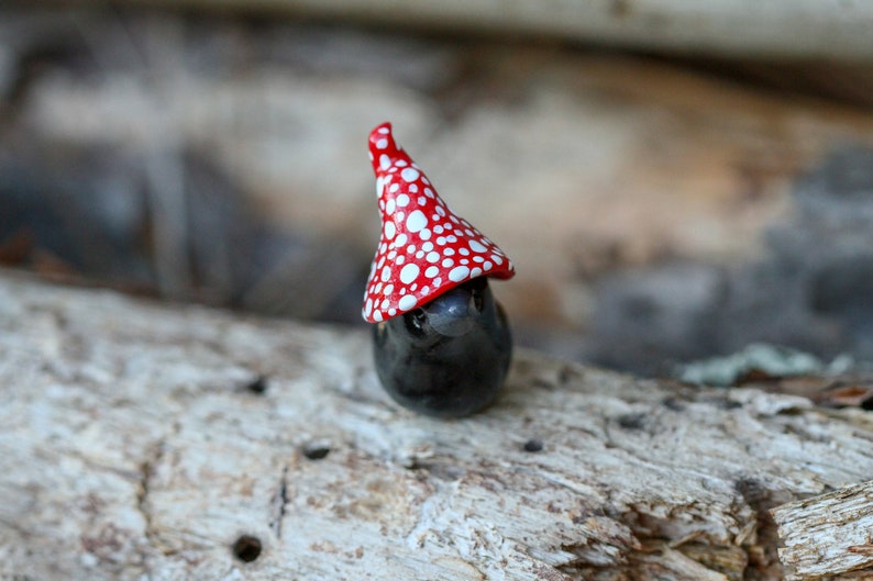 Made to Order Mushroom Crow Totem Raven Clay Figurine Crow | Etsy