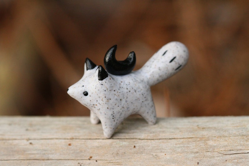 Made to Order Fox Moon Totem Clay Fox Figure Handmade Fox | Etsy