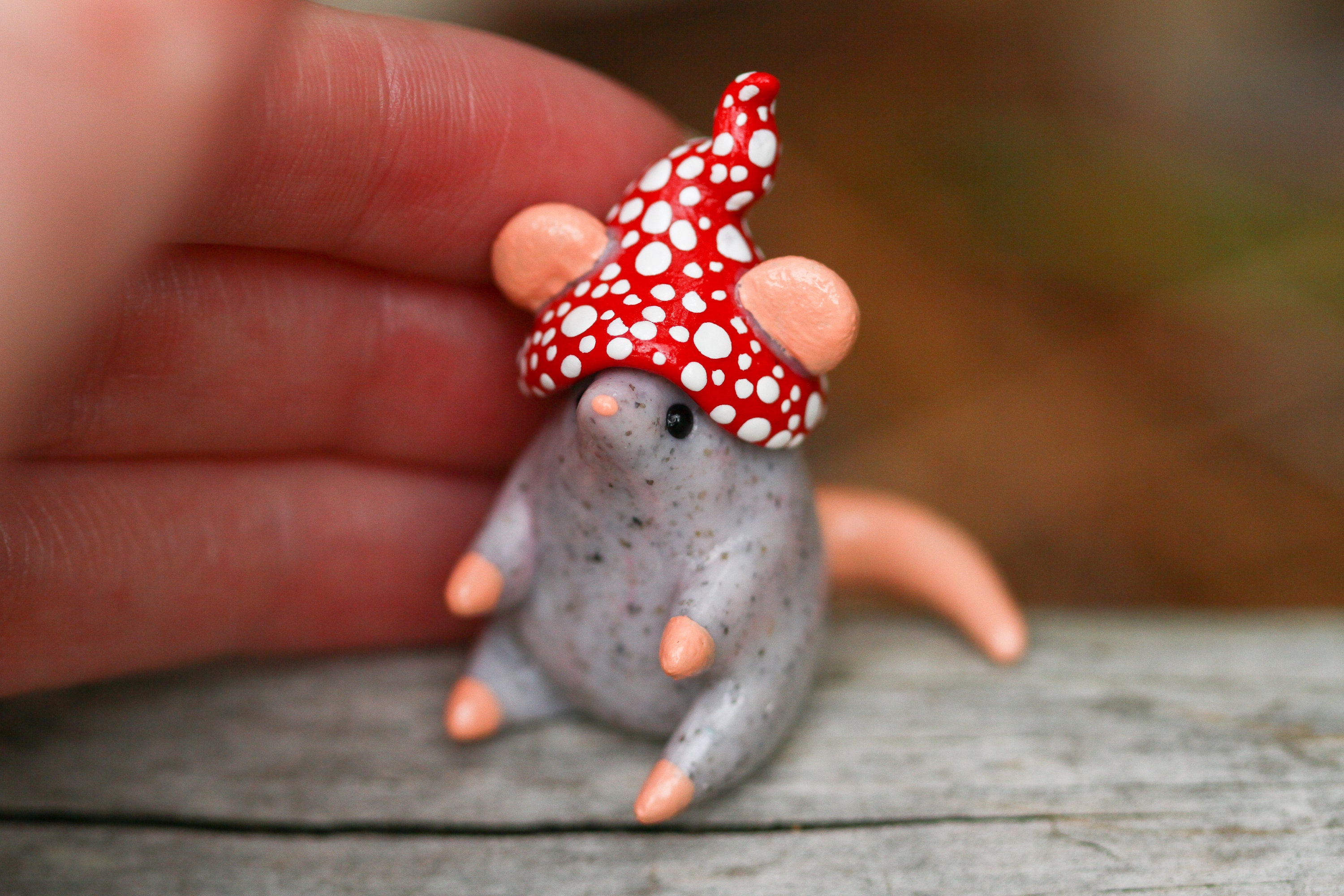 Made to Order Sitting Mushroom Mouse Totem, Polymer Clay Mouse ...