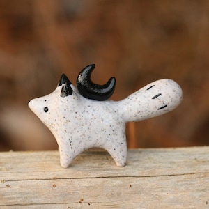 Made to Order Fox Moon Totem, Clay Fox Figure, Handmade Fox Figurine ...
