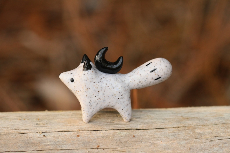 Made to Order Fox Moon Totem Clay Fox Figure Handmade Fox | Etsy