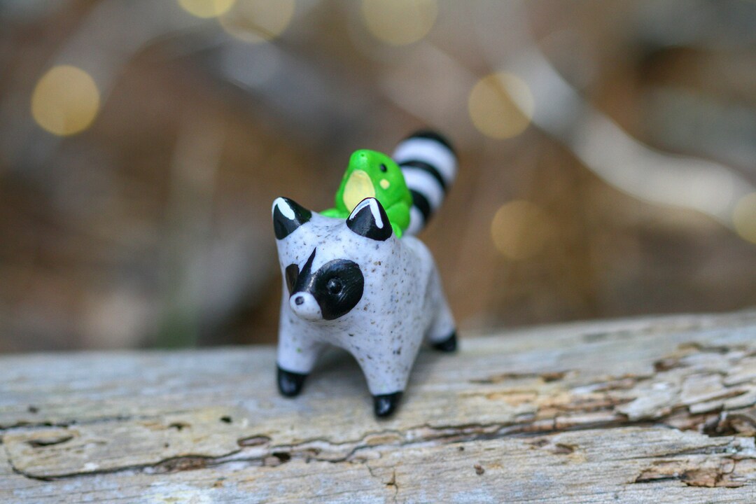 Made to Order Raccoon With Frog Guide Totem, Clay Raccoon Sculpture ...