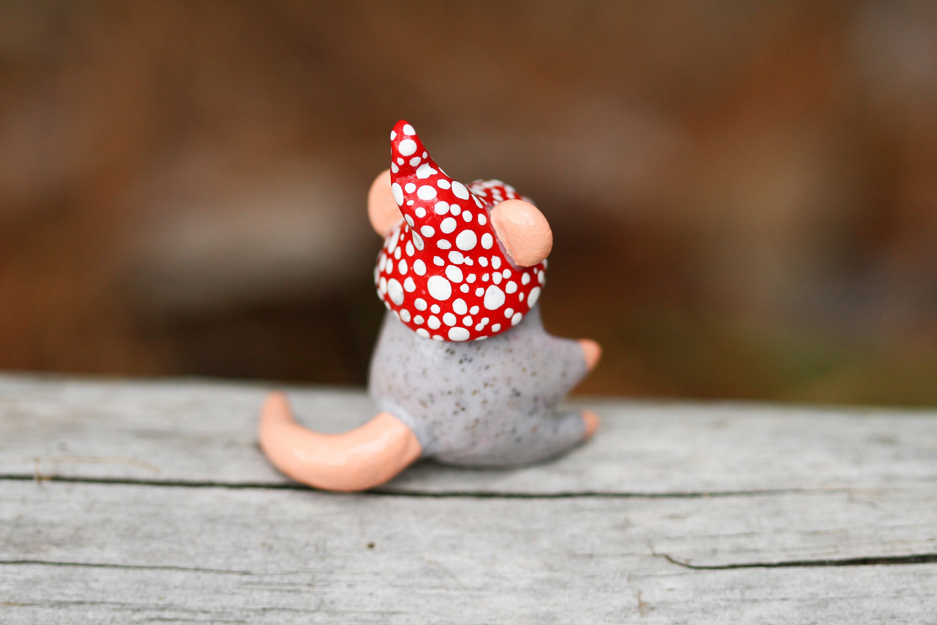 Handmade Sitting Mouse With Mushroom Hat Totem Figurine / Polymer Clay ...