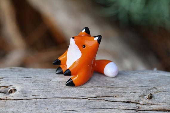 Made to Order Sitting Fox Totem Clay Red Fox Figure Handmade - Etsy