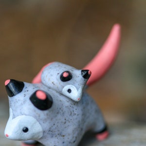 Made to Order Opossum With Baby Totem, Clay Opossum Sculpture, Handmade ...