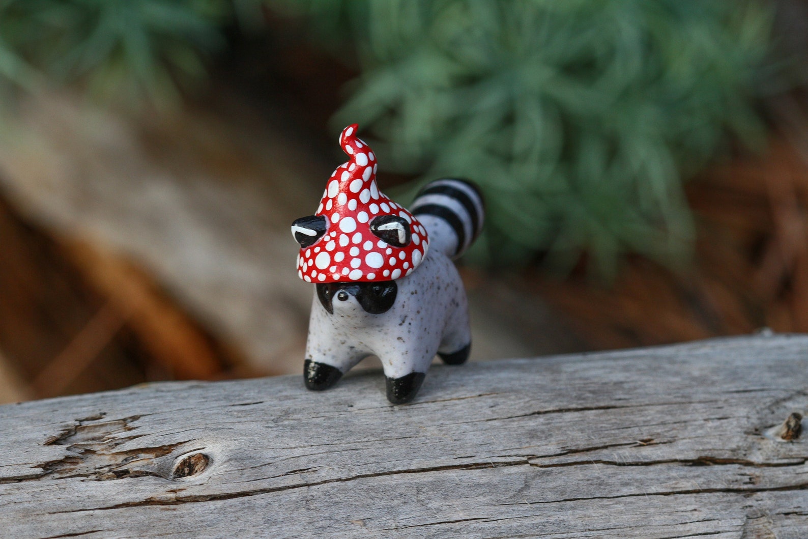 Made to Order Standing Mushroom Raccoon Totem Clay Raccoon | Etsy