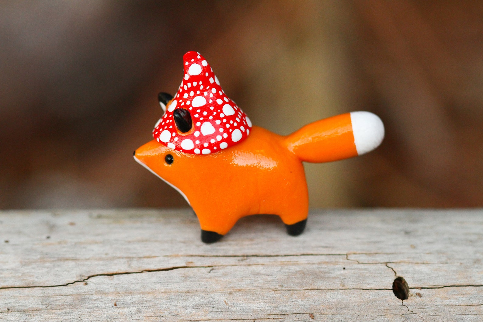 Made to Order Standing Mushroom Red Fox Totem, Clay Red Fox Figure ...