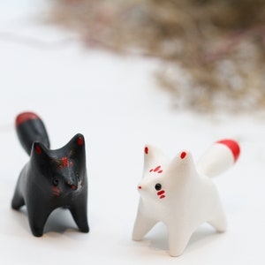 Made to Order Inari Fox Totem, White Fox Figure, Black Fox Figure ...