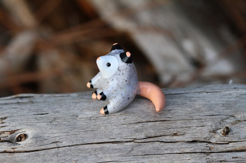 Handmade Sitting Opossum Totem Figurine / Polymer Clay Woodland Animal ...