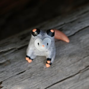 Handmade Sitting Opossum Totem Figurine / Polymer Clay Woodland Animal ...