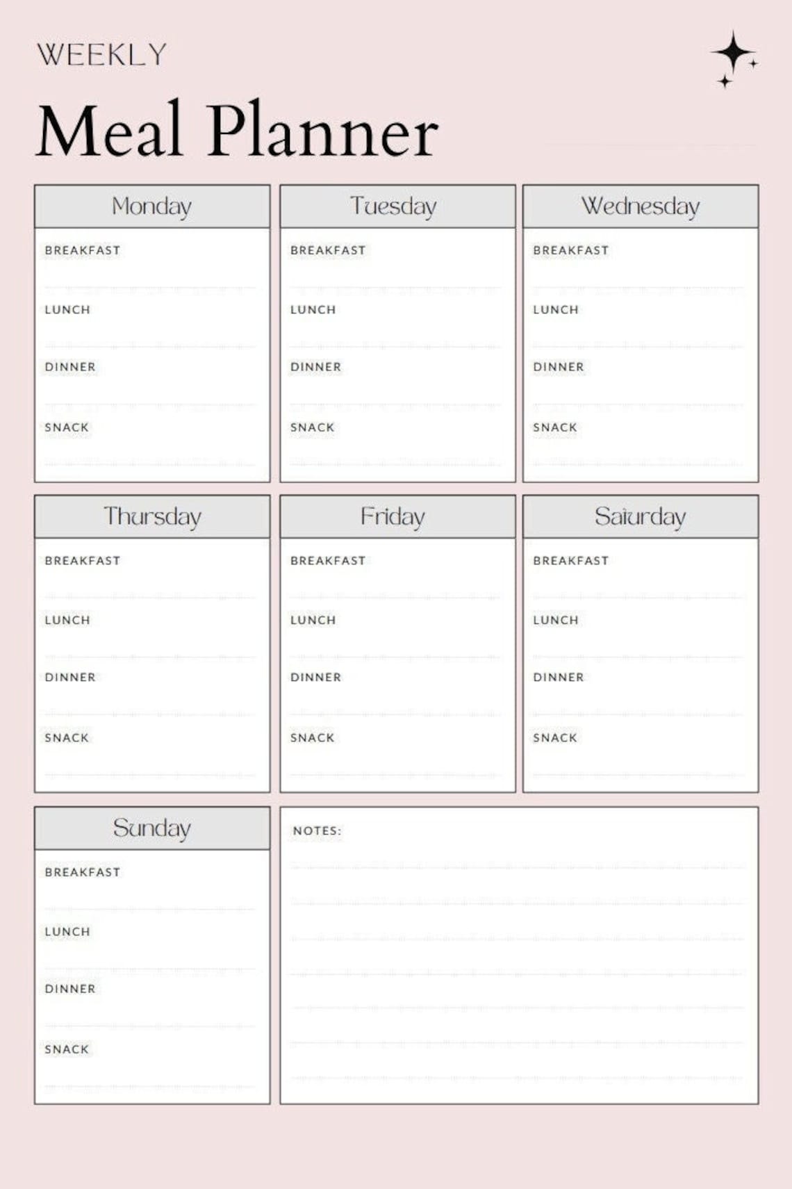 Daily, Weekly, Monthly Meal Planner - Etsy