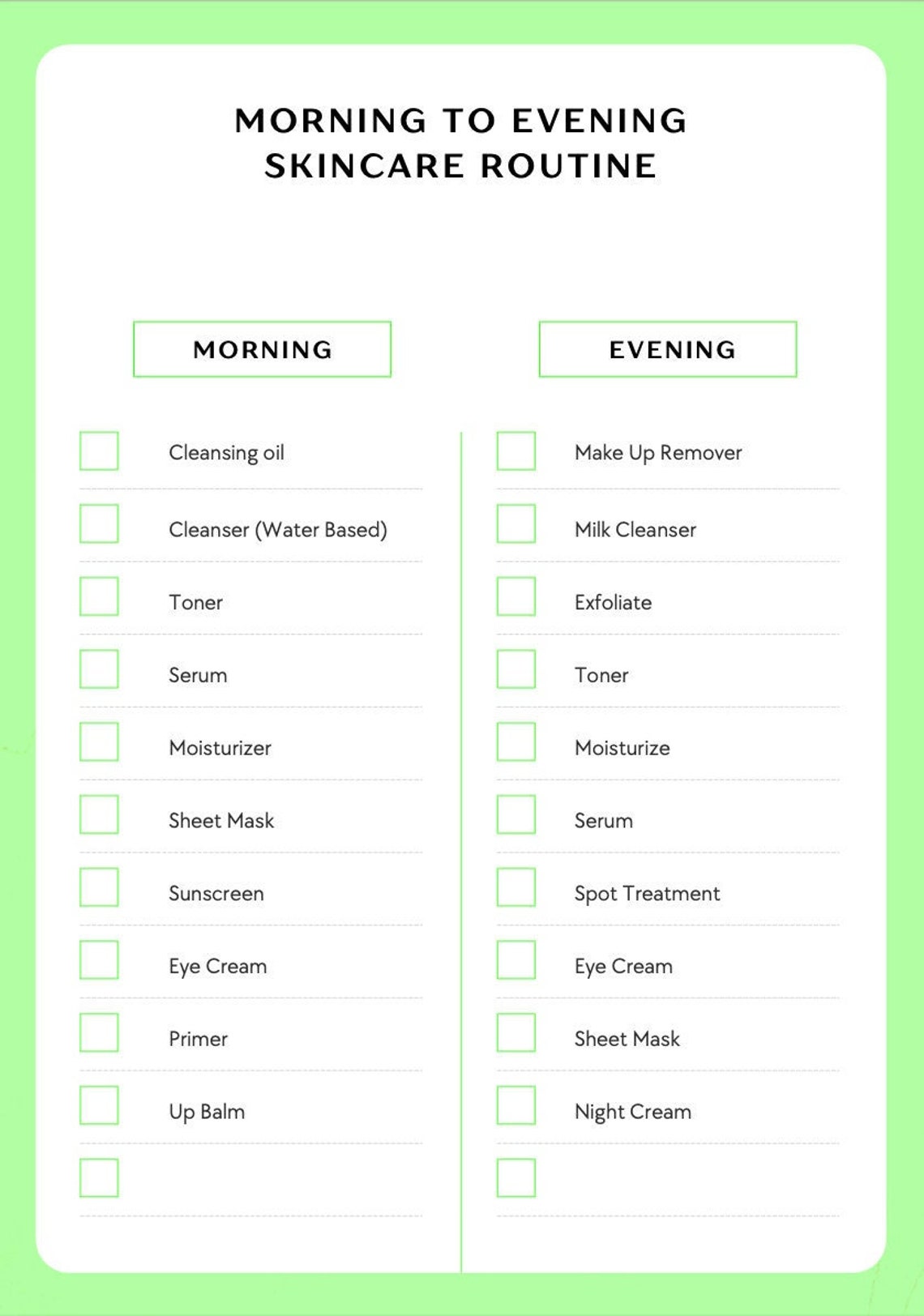 Daily Skincare Routine Checklist - Etsy