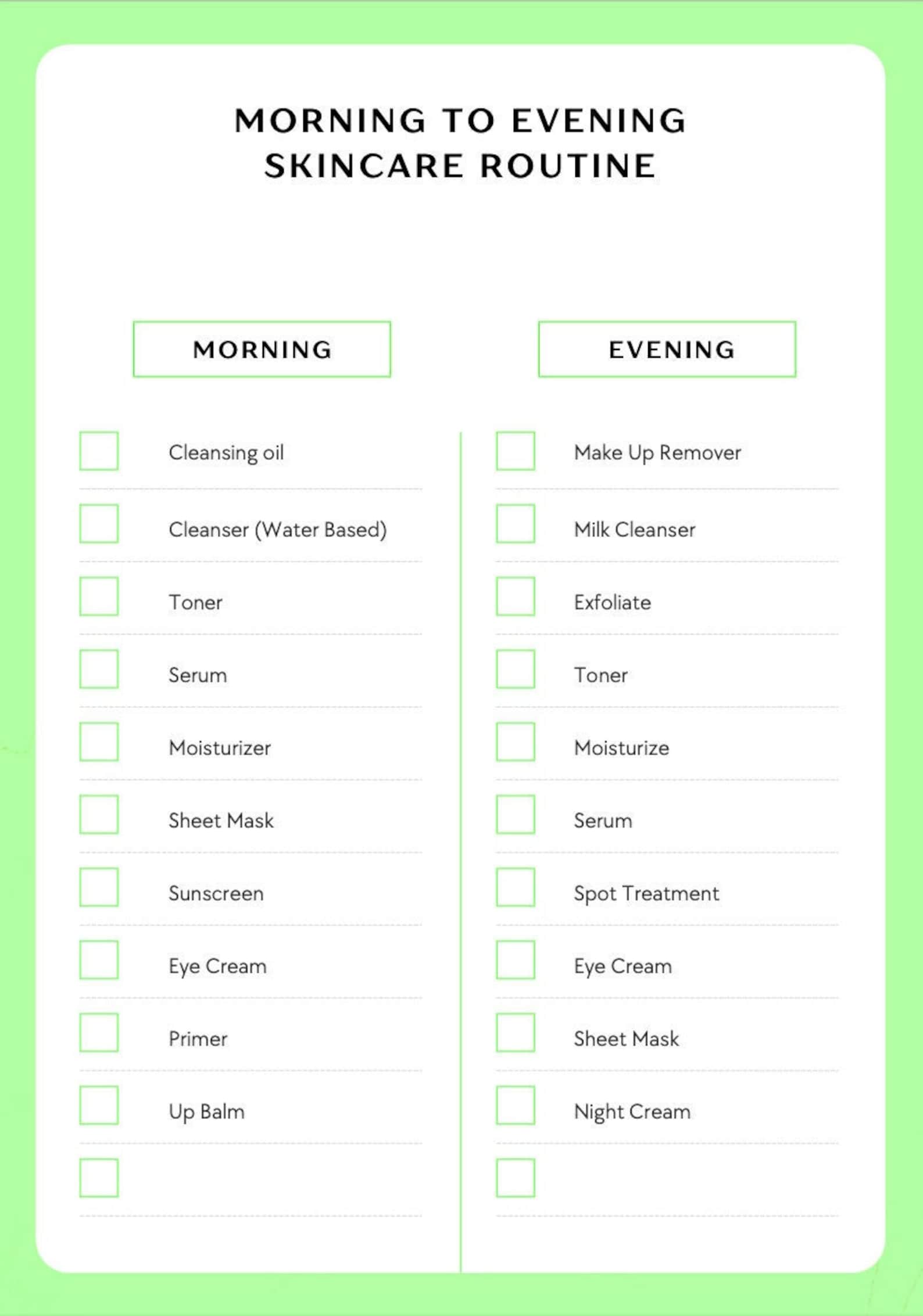 Daily Skincare Routine Checklist - Etsy