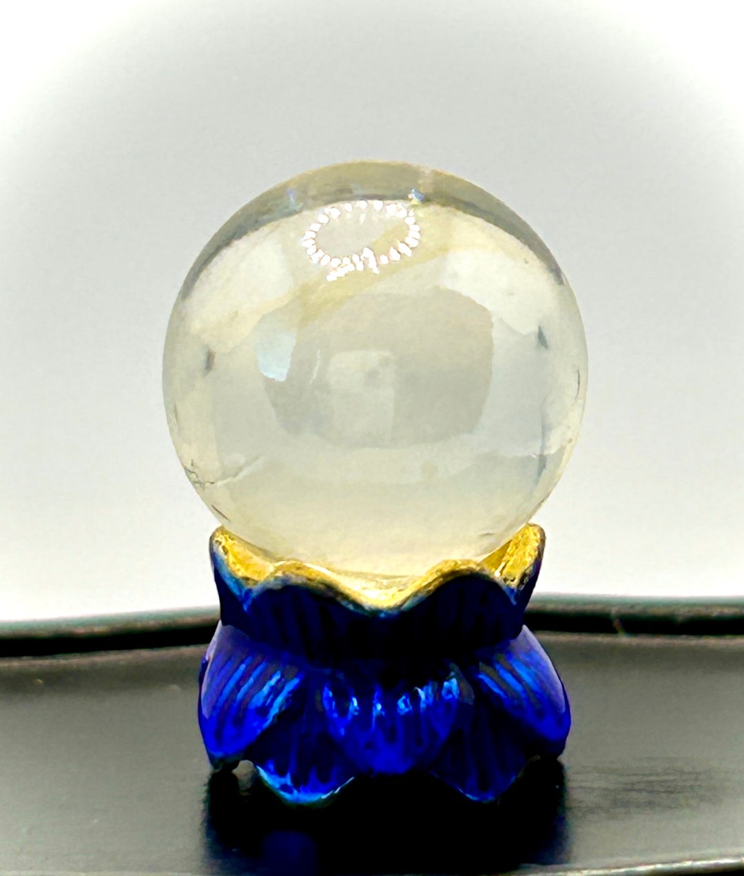 Dollhouse Miniature Crystal Ball on Blue and Gold Enamel Base - Etsy