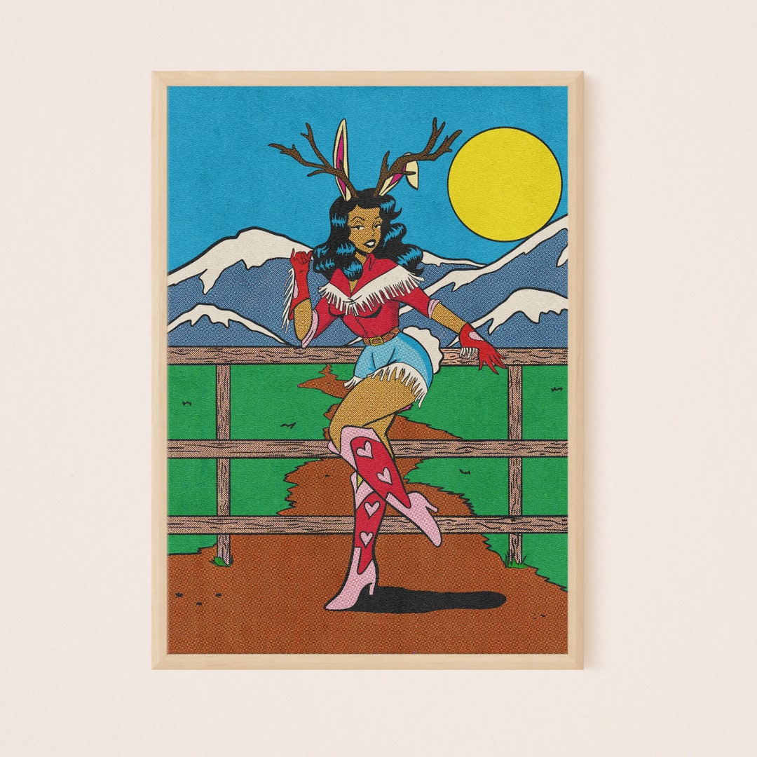 Cryptid Cutie: Jackalope 8x10 Retro Pin up Art Print - Etsy