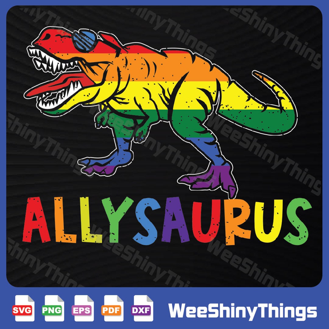 Allysaurus LGBT Svg, Dinosaur Rainbow Flag Ally LGBT Pride Svg, Rainbow ...