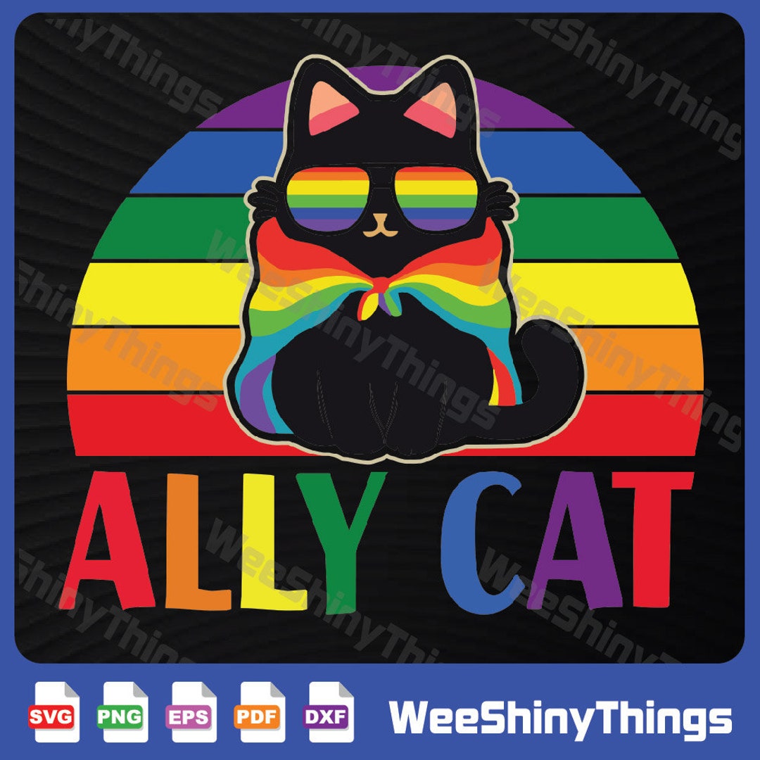 LGBT Ally Cat Svg, Be Kind Gay Rainbow Funny LGBTQ Flag Gay Pride Svg ...