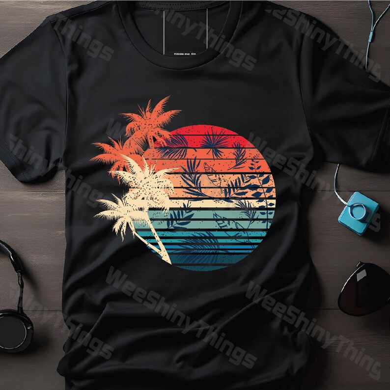 Exotic Flowers Coconut Palm Trees Retro Tropical Summer Svg, Palm Tree ...