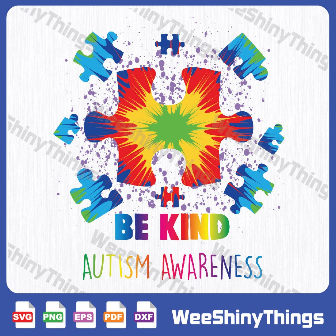 Be Kind Puzzle Pieces Tie Dye Autism Awareness Svg, Autism Awareness ...
