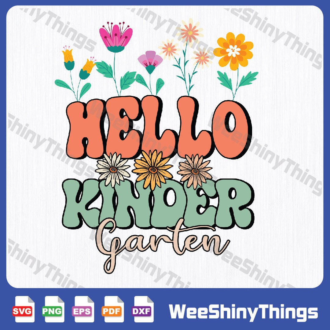 Hello Kindergarten Retro Groovy Daisy Back to School Teacher Svg ...