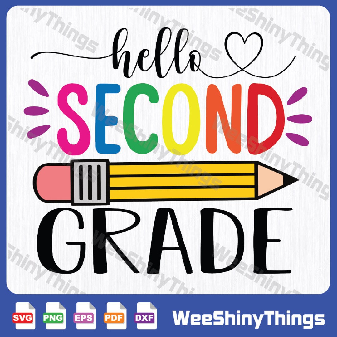 Hola segundo grado SVG, lápiz svg, arco iris color svg, lápiz svg, 100 ...