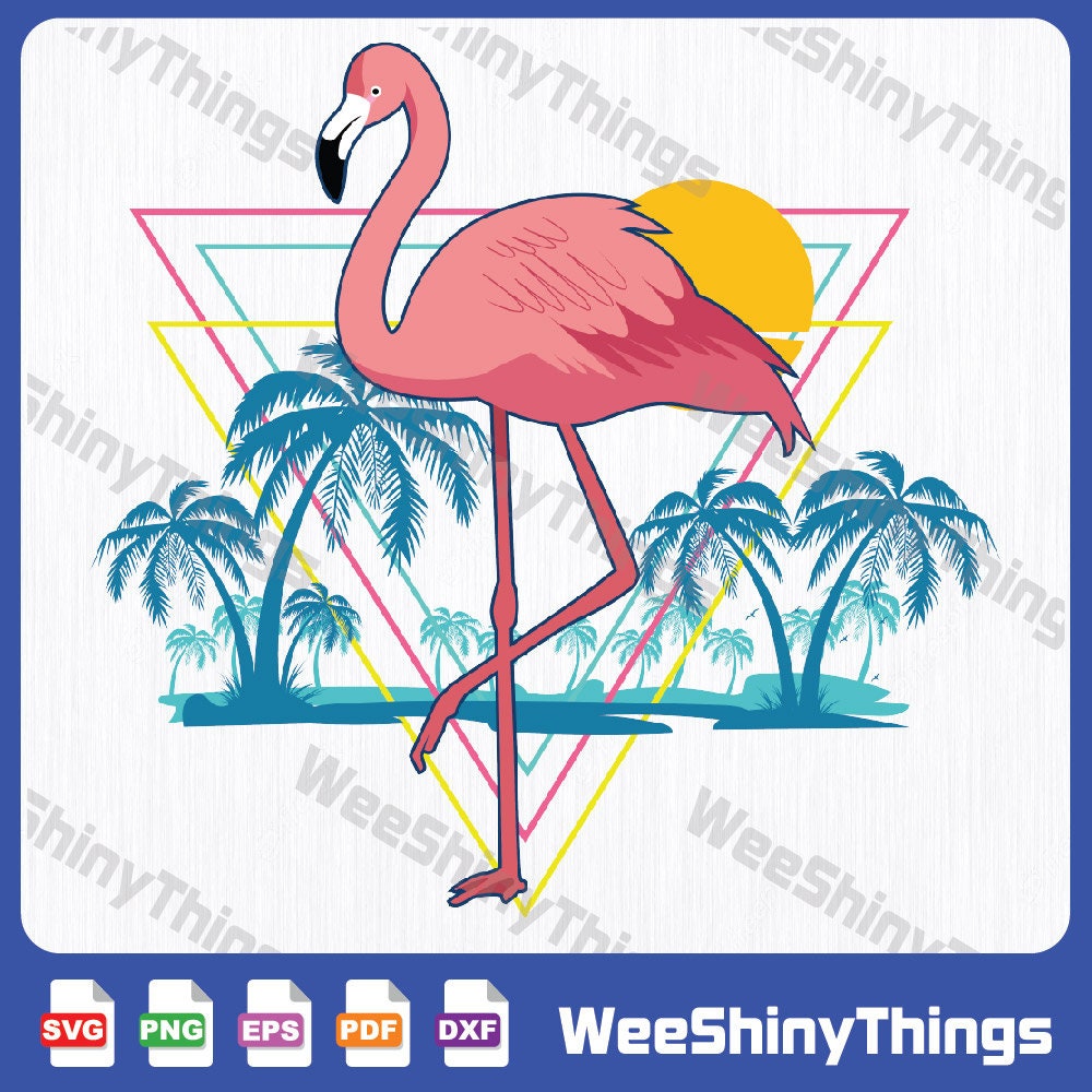 Pink Flamingo Beach Summer Vibes Palm Trees Tropical Summer Svg ...