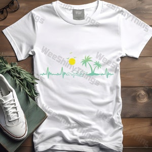 Heartbeat Palm Tree Retro Tropical Beach Svg, Summer Svg, Palm Tree Svg ...