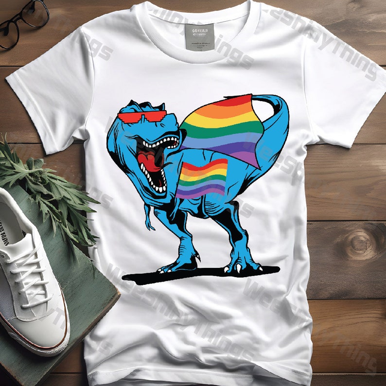 Gay Pride Dino Trex Rainbow Flag Lgbt Ally Boys Svg, LGBT Flag, Gay ...