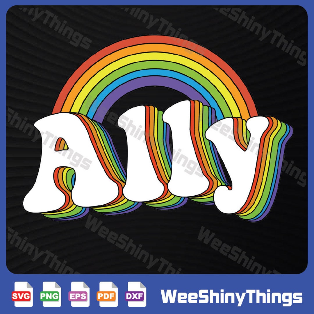 Retro Ally LGBTQ 70s Gay Pride Flag LGBT Svg, Gay Pride Svg, Raibow Svg ...