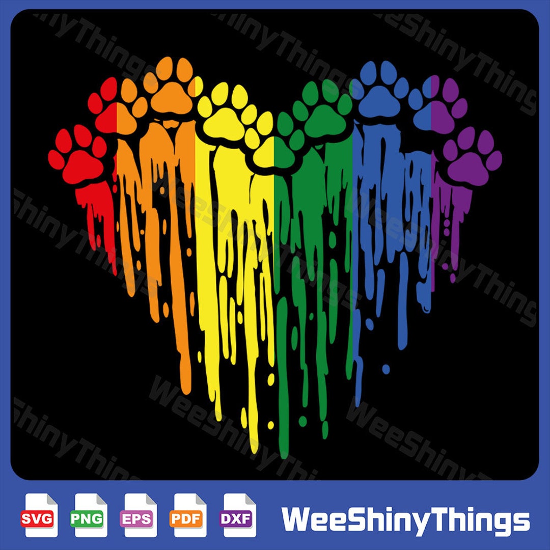Dog Paws Rainbow Dog Paws Heart Colorful Gay Pride LGBT Svg, Dog Paws ...
