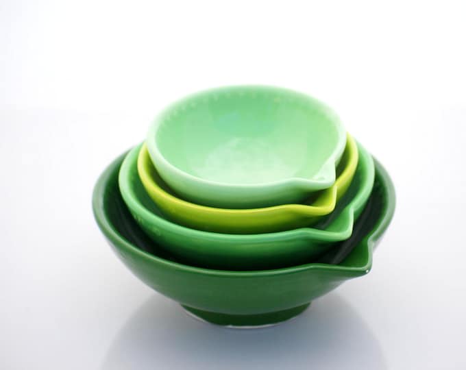 Measuring Bowls, Ceramic Bowl, Ombre Greens Bowls, Kitchen Hostess ...