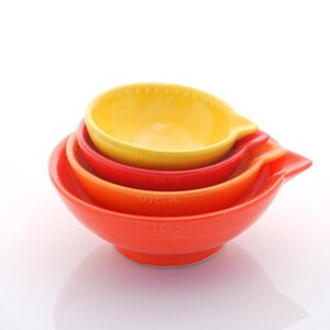 Ceramic Measuring Cup Nesting Prep Bowls Kitchen Hostess Gifts Serving ...