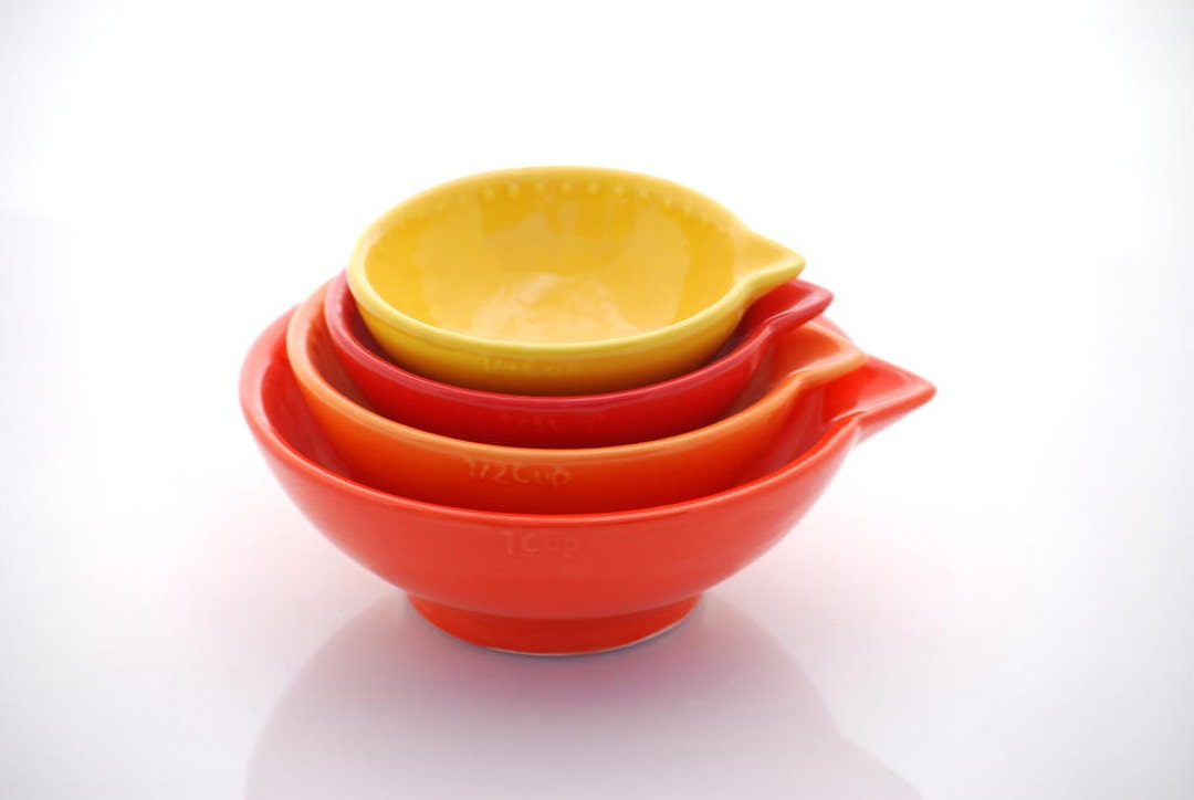 Ceramic Measuring Cup Nesting Prep Bowls Kitchen Hostess Gifts Serving ...