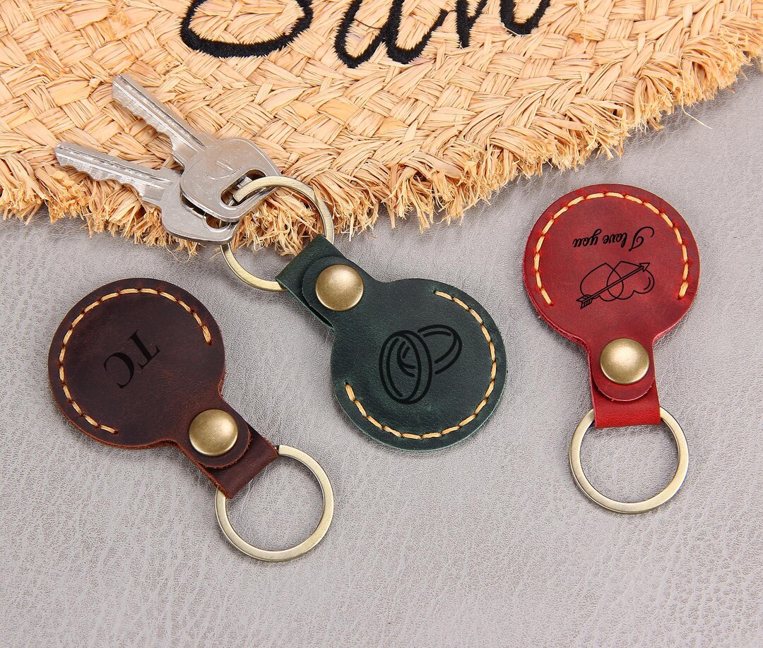 Personalized Small Leather Ring Holder Key Chain, Wedding Ring Case ...