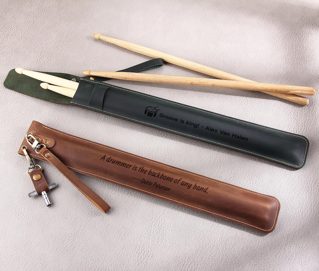Personalized Leather Drumstick Case, Engraved Leather Drumstick Holder ...