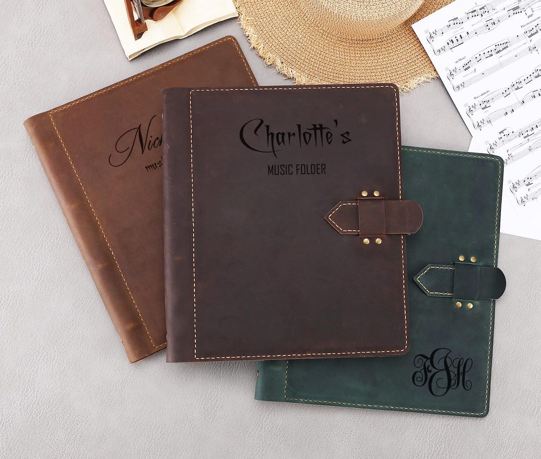 Personalized Leather Music Sheet Binder Folder, Handmade Leather ...