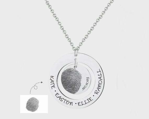Actual Fingerprint Necklace Handwriting Keychain Necklace | Etsy