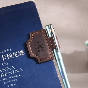 Personalised Leather Magnetic Pen Clip, Genuine Leather Pen Loop With ...