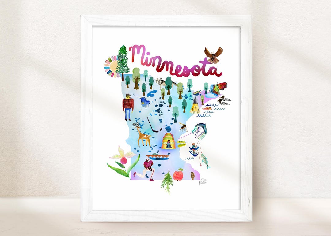 Etsy's Pick Minnesota Map Art Print, Minnesota Art, Map of Minnesota ...