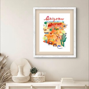 Chic Arizona Map Art Print - Modern State Decor - Etsy