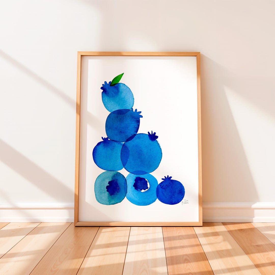 Etsy's Pick Blueberry Print by Sara Franklin, Kitchen Wall Art, Nursery ...