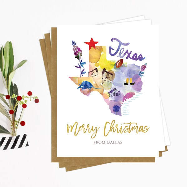 Texas Christmas Card - Etsy