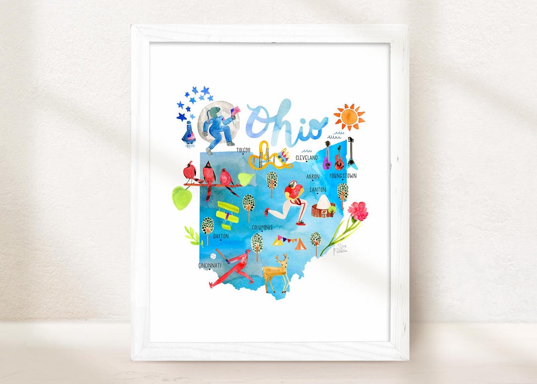 Ohio State Map, Wedding Gift, Buckeyes OSU Football Wall Decor Art ...