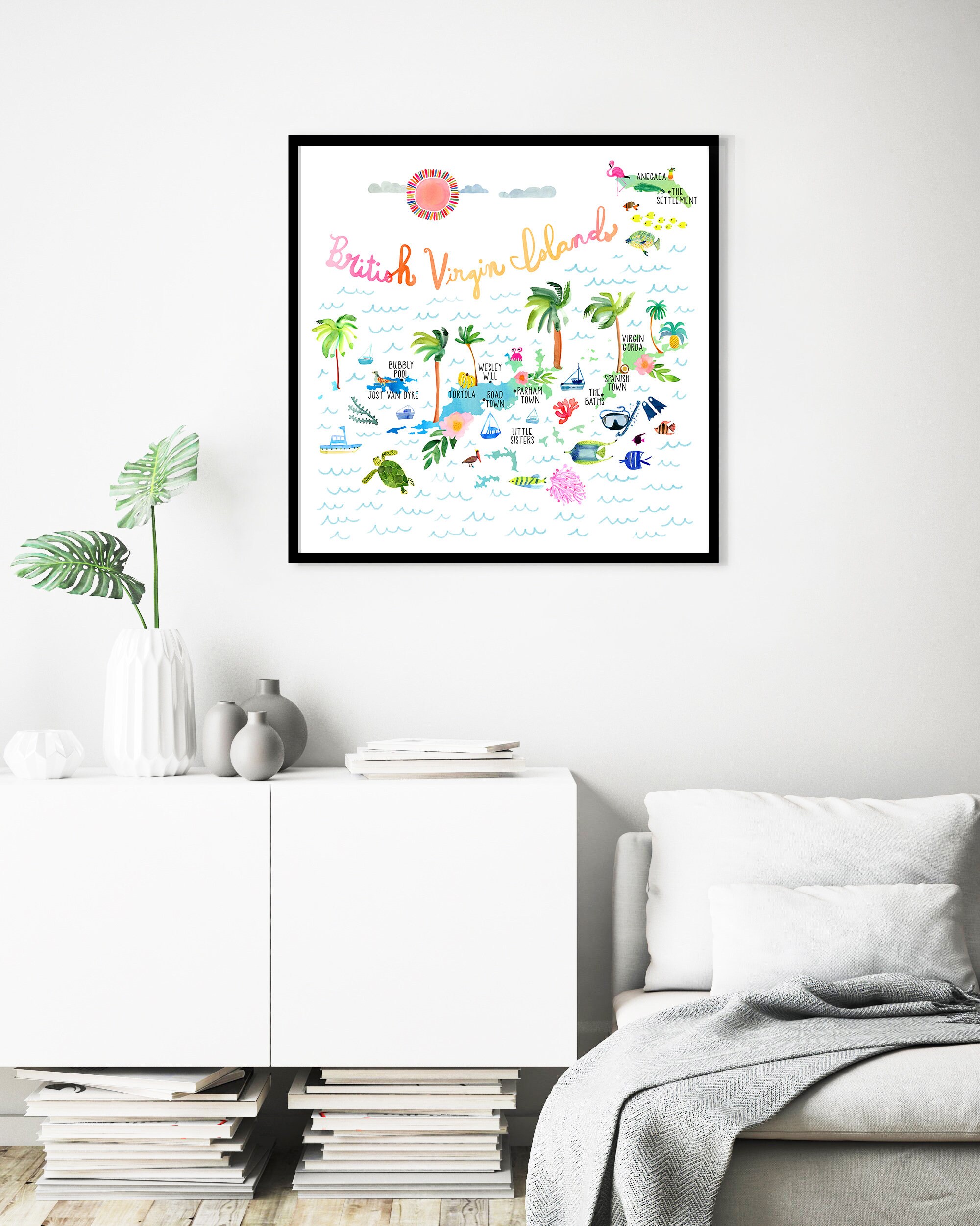 British Virgin Islands Map By Sara Franklin BVI Destination | Etsy