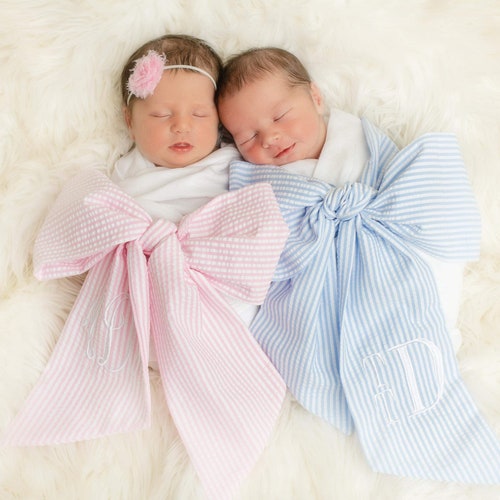 Monogrammed Baby Sash Swaddle Bow Sash Newborn Embroidered Bow - Etsy